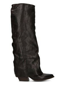 Stivali e stivaletti invernali in pelle western a punta marroni ...