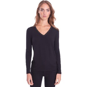 MAGLIA MARIA BELLENTANI SCOLLO A PUNTA CON PROFILI IN LUREX, Colore ...