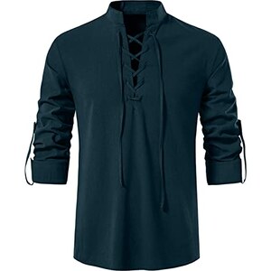 KGLHTYU Camicia medievale da uomo medievale regolare gotico abbigliamento da uomo costume da ...