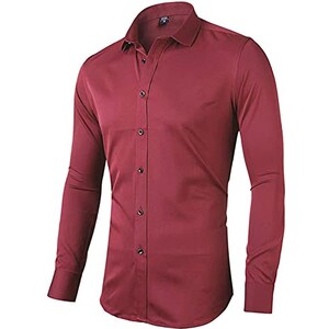 INFLATION Camicia Elastica Uomo, Manica Lunga, Slim Fit, Casual/Formale ...