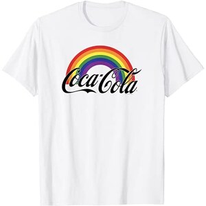 Coca-Cola Retro Red Gradient Rainbow Logo Maglietta - Stileo.it