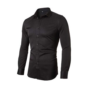INFLATION Camicia Elastica Uomo, Manica Lunga, Slim Fit, Casual/Formale ...