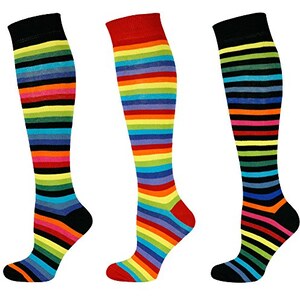 Mysocks Calzini a righe unisex 3 coppie Al ginocchio Arcobaleno Magro ...