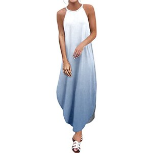 Xbemkste Abito estivo da donna – abito da spiaggia da donna, scollo a U ...