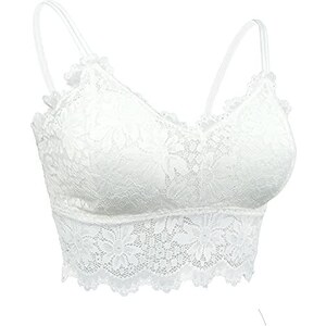 Visyaa Donna Pizzo Reggiseno V Collo Bralette Imbottito Senza Staffa ...