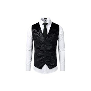 PARKLEES Gilet da uomo di lusso metallizzato Paisley stampato oro ...