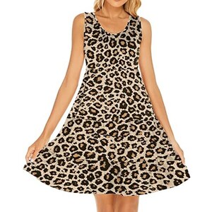 Culiwdn Abito da donna, con scollo a U, senza maniche, mini abito ...