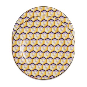 La DoubleJ Set di 2 piatti da dessert con stampa geometrica - Giallo ...