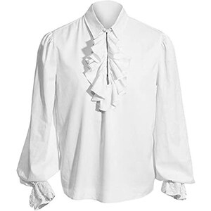 Beokeuioe Camicia da uomo steampunk, camicia da uomo con volant ...