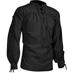 BaronHong Camicia da Pirata da Uomo Viking Steampunk Retro Rinascimento Medievale Gotico ...