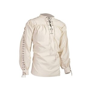BaronHong Camicia da Pirata da Uomo Viking Steampunk Retro Rinascimento Medievale Gotico ...