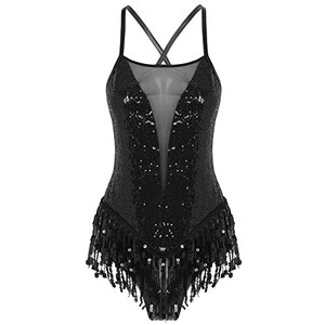inhzoy Donna Body da Danza Ballo Latino Americano con Paillettes Nappa ...