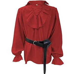 kinstell Camicia da pirata medievale da uomo con lacci Rinascimento Costume in pizzo polsino con ...