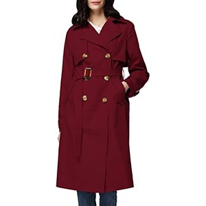 OROLAY Trench Lungo da Donna con Cintura Trench Leggero Doppiopetto con ...