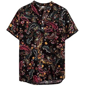 Xmiral Camicia Camicetta Uomo Etnico Manica Corta Casual Lino Cotone ...
