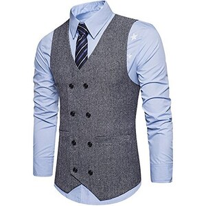 LJHH Gilet Uomo Senza Maniche Scollo A V Doppiopetto Slim Fit Elegante ...