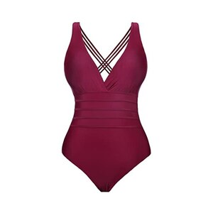 Frolitre Costume Intero Donna Scollo a V Costumi da Bagno Interi con ...