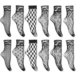 EraAja Primavera ed estate Sexy jacquard scavato calze a rete corte ...