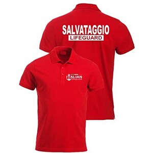 ITALIAN LIFEGUARD Polo Salvataggio Lifeguard Uomo Rossa Premium (XXL ...