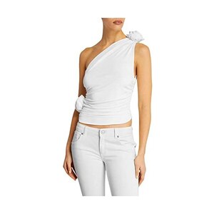 FeMereina Canotta da donna con scollo all'americana monospalla, senza maniche, con rosetta 3D ...