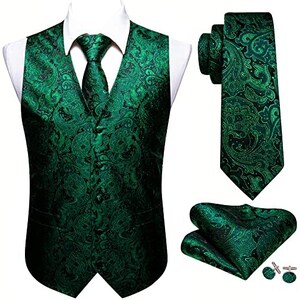 Barry.Wang Gilet da uomo con motivo cachemire, in seta jacquard, con ...