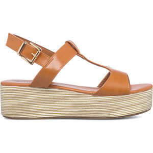 Sandali color cuoio da donna con zeppa 5 cm Lora Ferres - 38 - Stileo.it