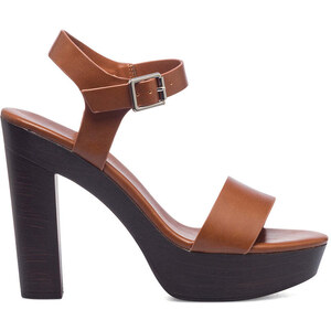 Sandali color cuoio da donna con tacco 12 cm e plateau Lora Ferres - 40 ...