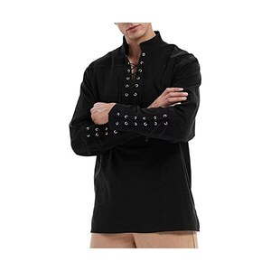 Zannycn Abbigliamento medievale da uomo Renaissance Viktorian Steampunk camicia di seta abito ...