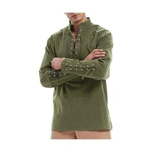 KGLHTYU Camicia medievale da uomo con lacci rinascimentale da pirata da uomo, abbigliamento ...