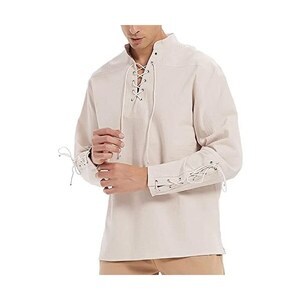 KGLHTYU Camicia medievale da uomo con lacci rinascimentale da pirata da uomo, abbigliamento ...