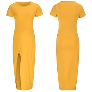 LJHH Vestito Premaman Spacco sul Fianco A Maniche Corte in Puro Colore ...