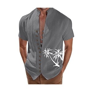 ROLAQDK T Shirt Slim Fit Uomo Camicia Lino Rosa Uomo Maglietta Uomo ...