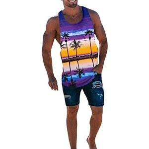 OCCOKO Maglietta Senza Maniche da Uomo con Scollo Tondo, Stampa ...