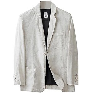 Darringls Giacca da uomo in cotone blazer estivo in lino cappotto ...
