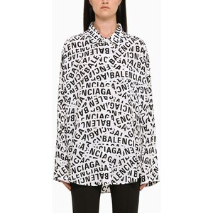 Balenciaga Camicia minimal logo Strips bianca - Stileo.it