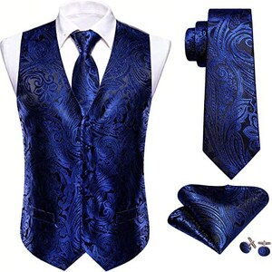 Barry.Wang Gilet da uomo con motivo cachemire, in seta jacquard, con ...