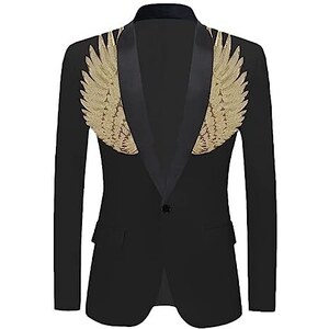 GYXHPTD Giacca da uomo con paillettes rosa con ala: giacca con bottone ...