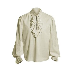 flowereyes Uomo Rinascimento Steampunk Camicetta Vittoriana Jabot Colletto Medievale Camicie ...