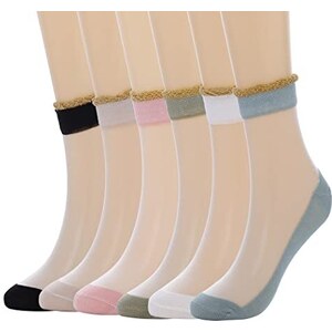 IYOU Calzini da donna trasparenti alla caviglia in pizzo nudo calzini a ...