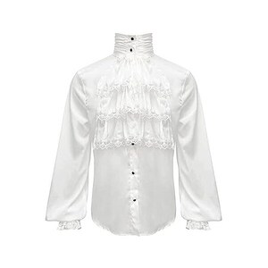 Duohropke Camicia da pirata da uomo con volant coloniale rinascimentale denso balze camicia ...