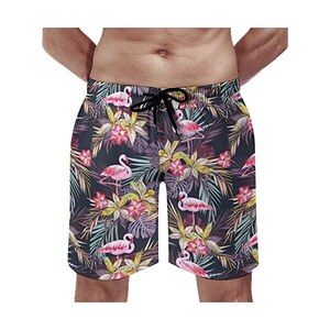 351 Uomo Bermuda da Bagno Sfondo Fenicottero Foglia di Palma Hawaiana ...