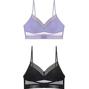 BDROX 2PCS Bounce Flex Low Back Bra, Low Back Wireless Lifting Lace Bra ...