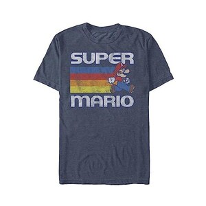 Nintendo T-shirt da uomo Super Mario Running Retro Stripe, Navy Blue ...