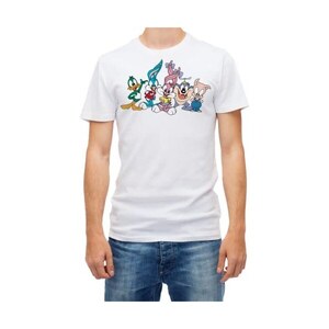 NOLE Tiny Toon Adventures Cartoon charactersMen Short Sleeve White T ...