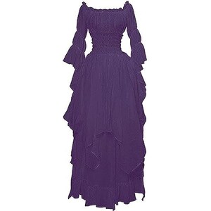 MuziZy Costume Rinascimentale Medievale da Donna con Spalle Scoperte E ...