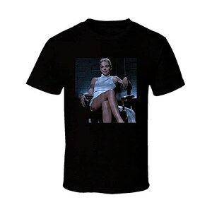 MUFA Sharon Stone Basic Instinct Legs Crossing T Shirt Black - Stileo.it