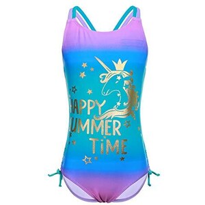 iDrawl Costume da bagno intero per bambine con motivo delfini, costume ...