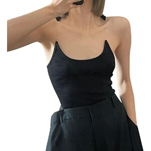 huiouer Scollo A U Crop Top Sling Vest Donna Cinturino Invisibile Senza ...