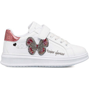 Sneakers bianche da bambina con farfalla di strass Le scarpe di Alice ...