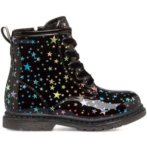 Anfibi neri in vernice da bambina con stelline colorate Le scarpe di ...